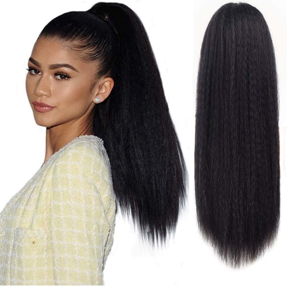 Hair | Long Straight Drawstring Ponytail 24 Inch Synthetic | Poshmark